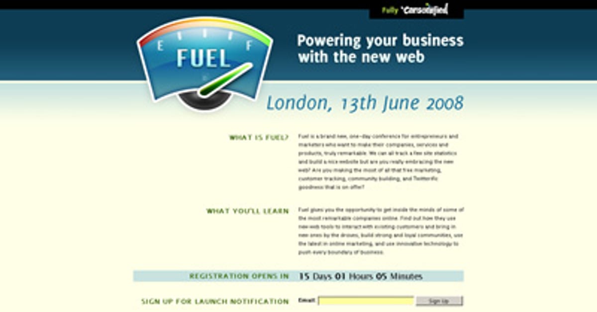 Fuel Conference — One Page Website Award