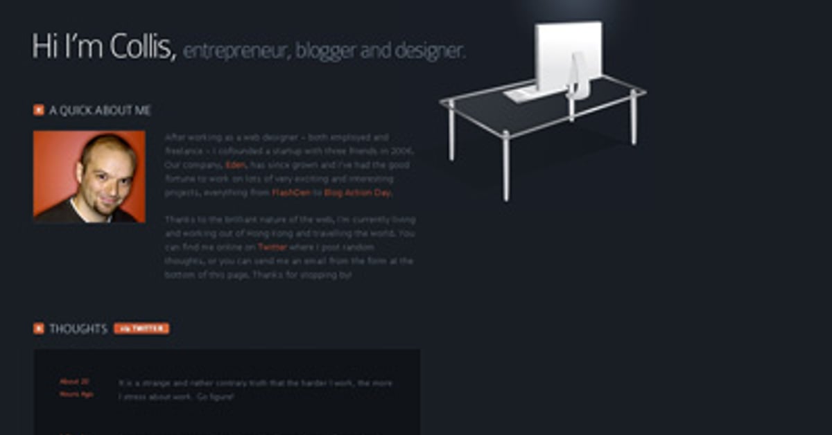 Collis Ta’eed — One Page Website Award
