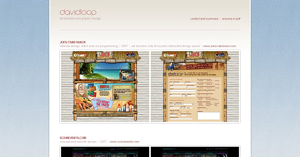 David Loop — One Page Website Award