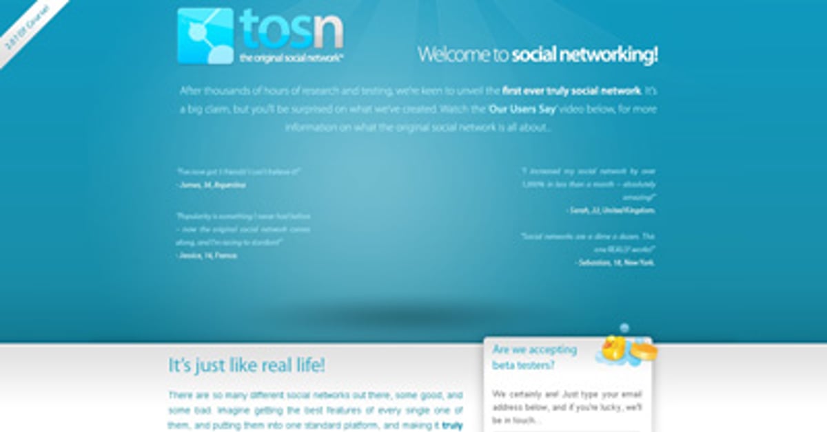 The Original Social Network™ — One Page Website Award