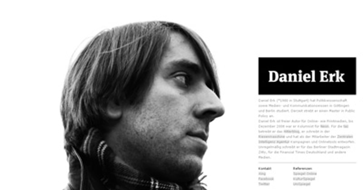 Daniel Erk — One Page Website Award