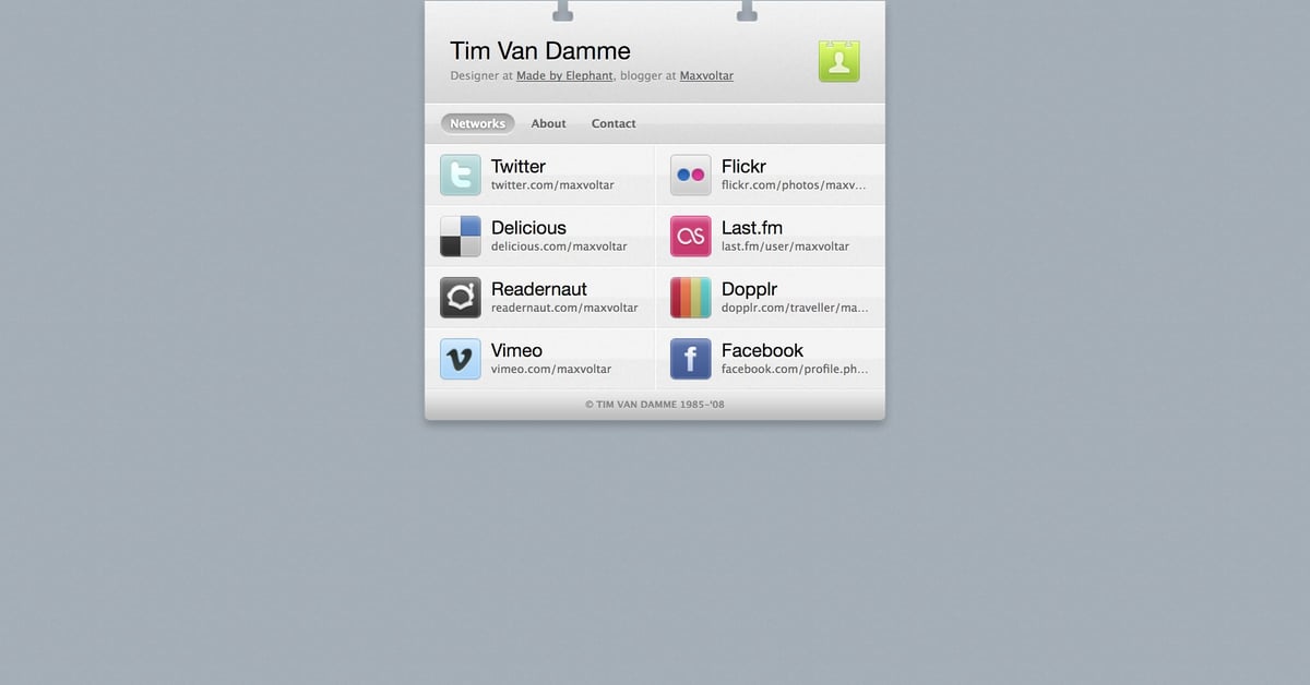 Tim Van Damme — One Page Website Award