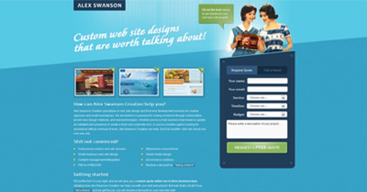 Alex Swanson — One Page Website Award