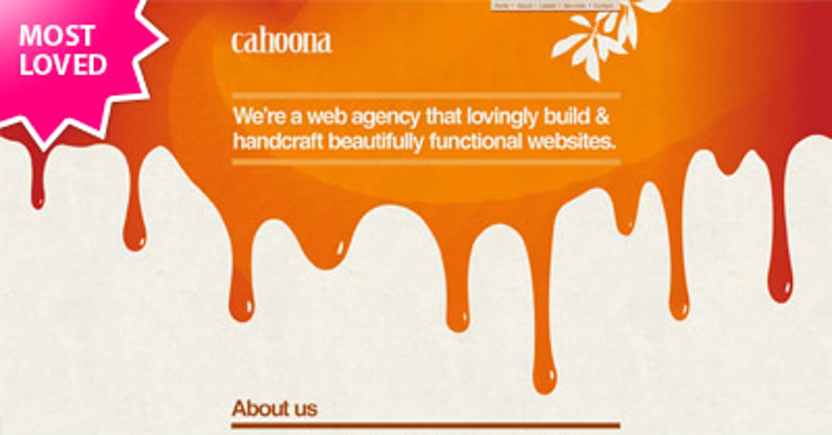 Cahoona — One Page Website Award