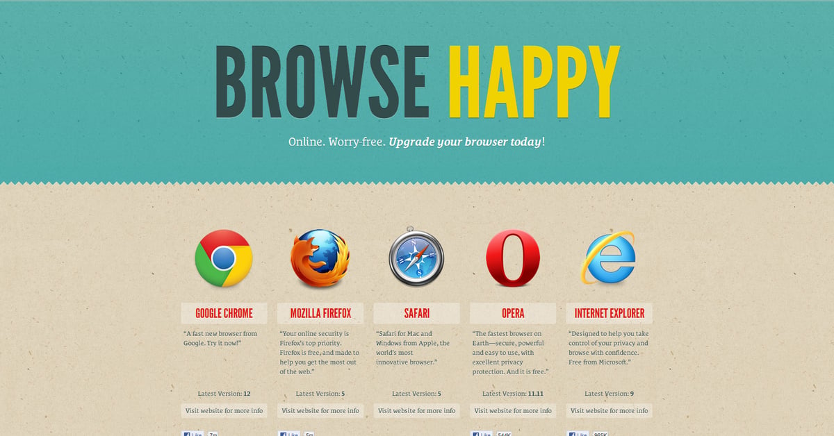 Browse Happy — One Page Website Award