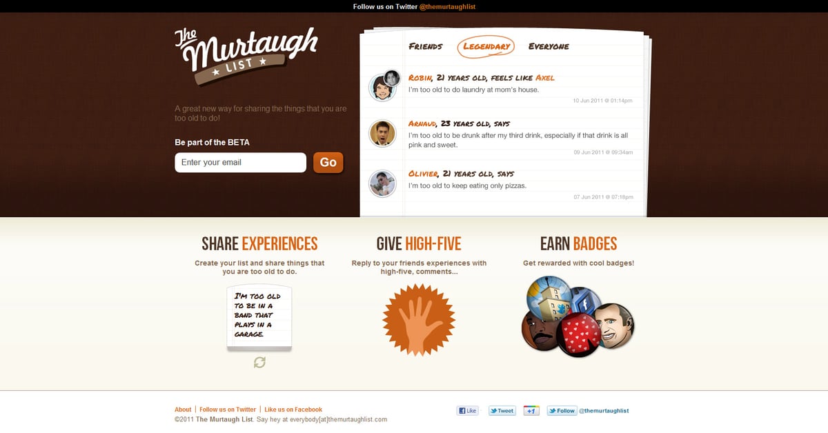 The Murtaugh List — One Page Website Award