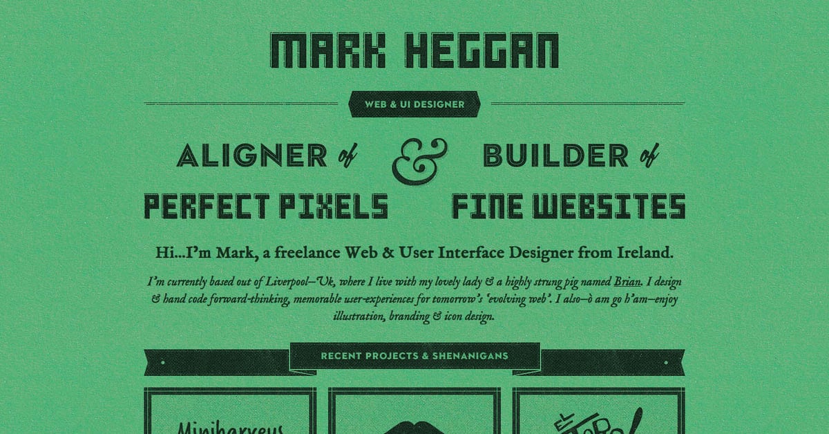 Mark Heggan — One Page Website Award