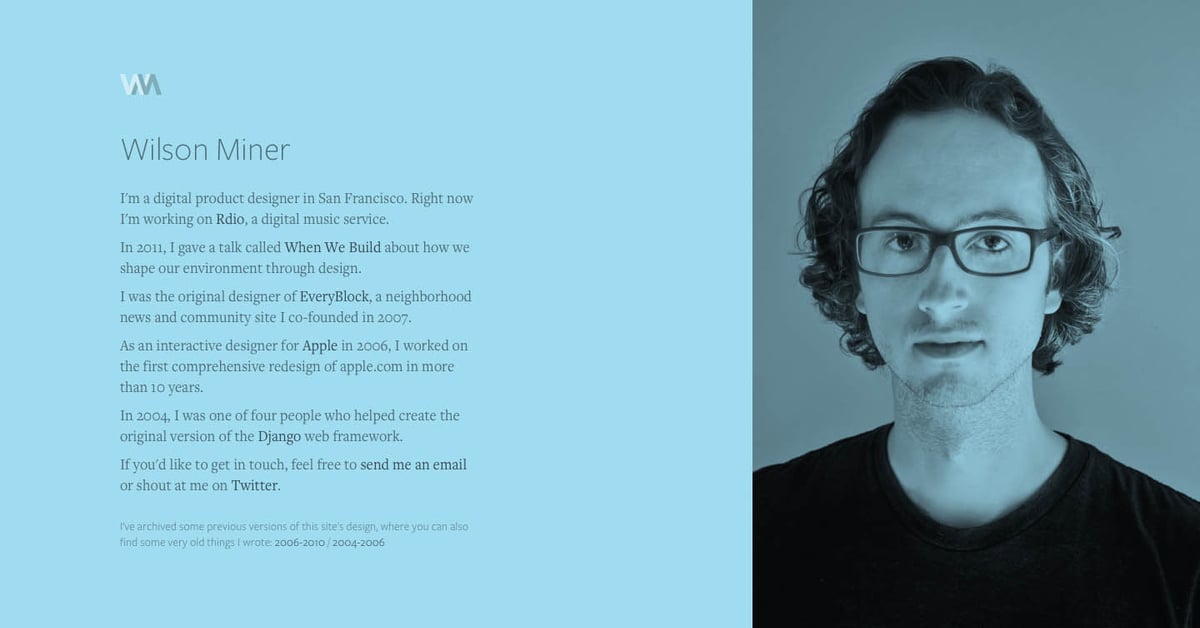 Wilson Miner — One Page Website Award
