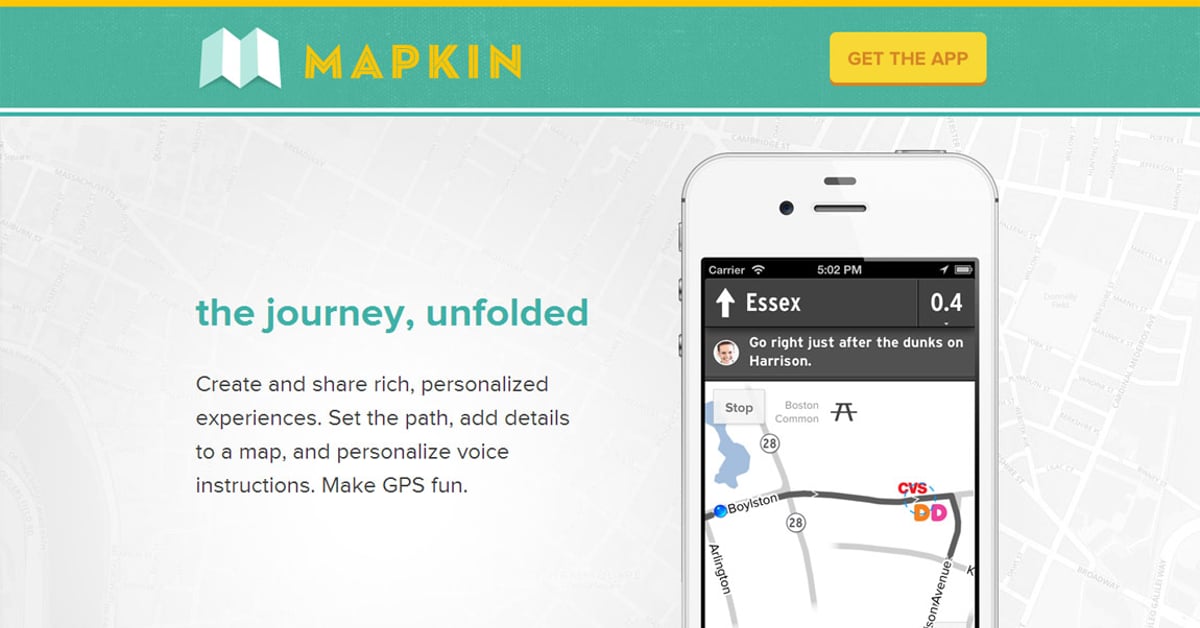 Mapkin — One Page Website Award