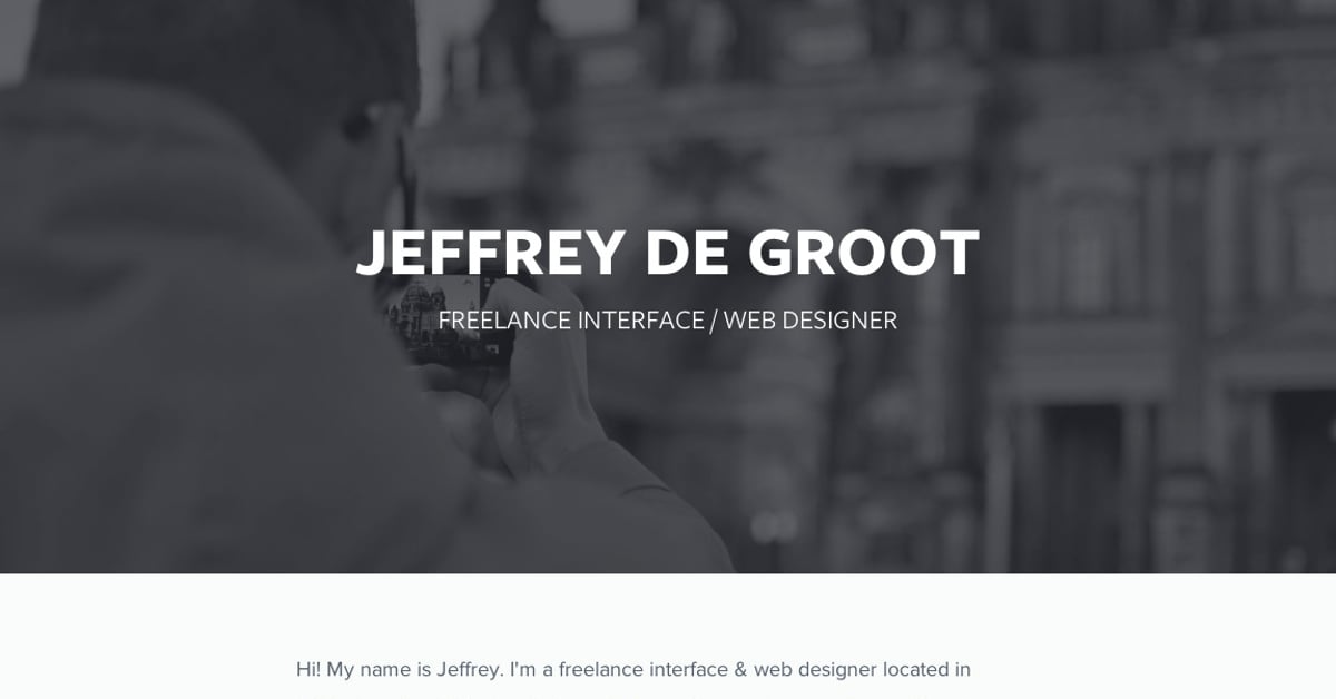 Jeffrey de Groot — One Page Website Award