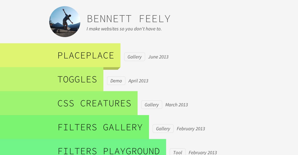 Bennett Feely — One Page Website Award