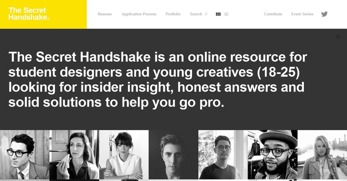 The Secret Handshake — One Page Website Award