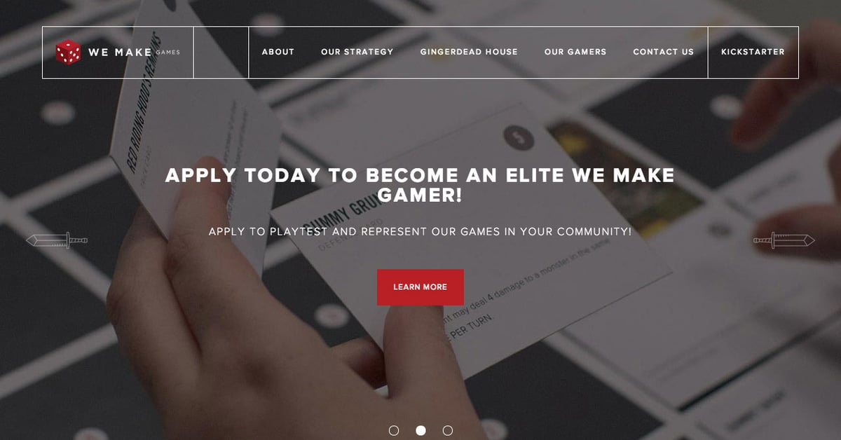 We Make Games — One Page Website Award