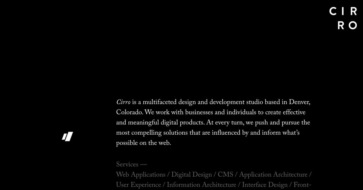 Cirro — One Page Website Award