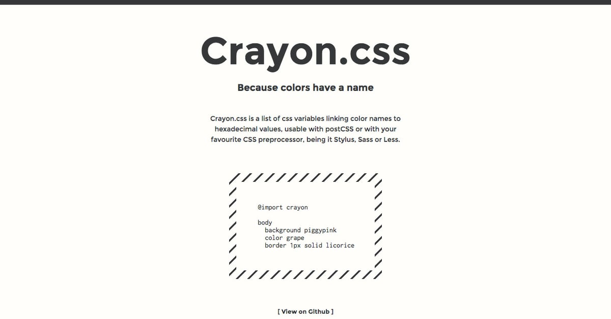 Crayon.css — One Page Website Award