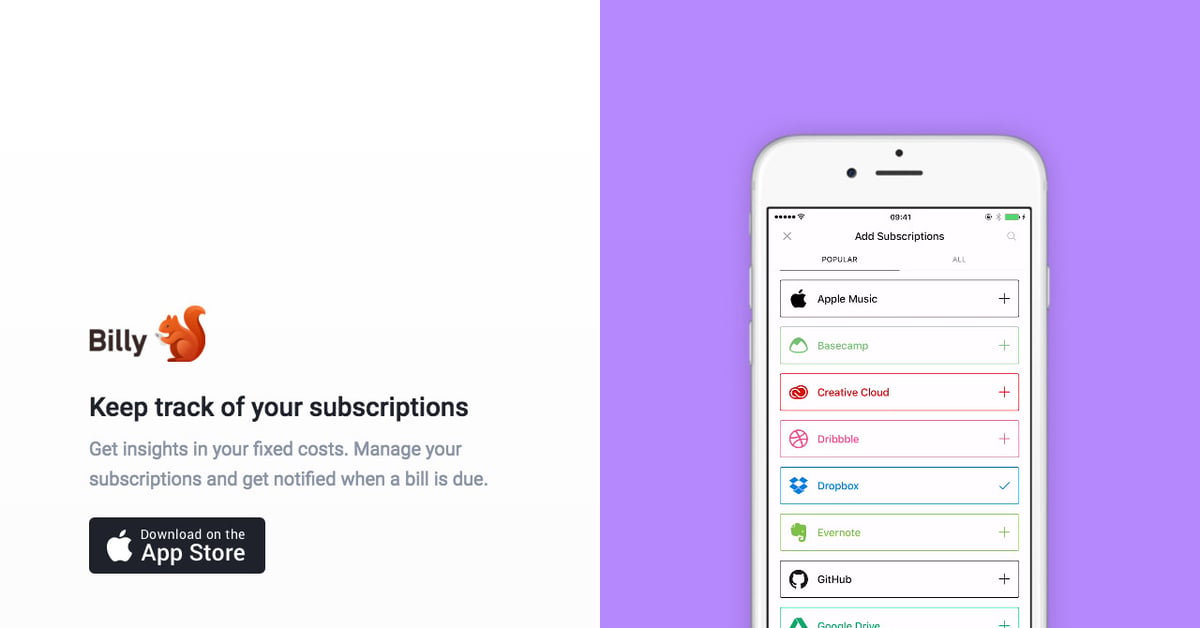 Billy — One Page Website Award