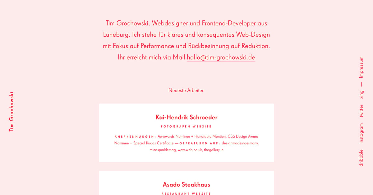 Tim Grochowski - One Page Website Award