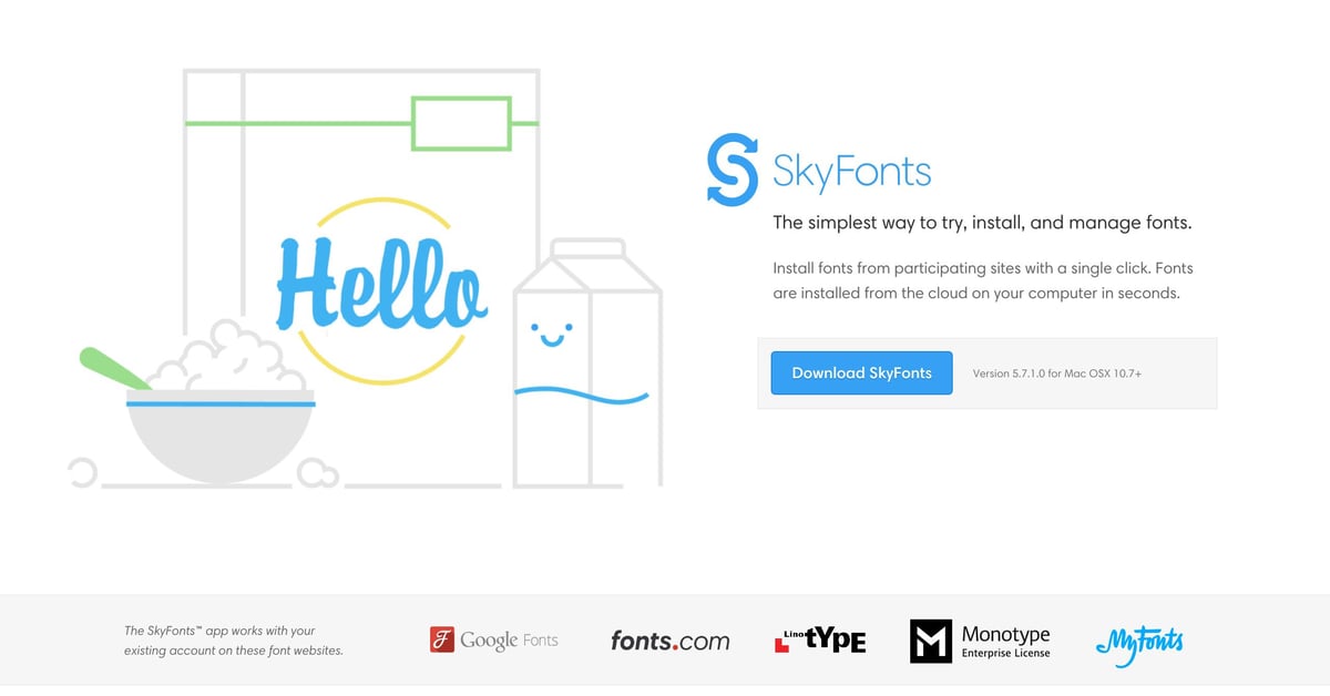 SkyFonts - One Page Website Award