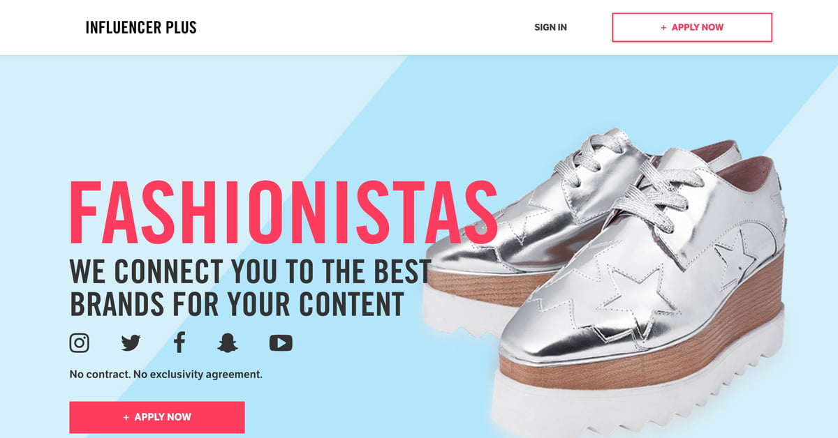 Influencer Plus — One Page Website Award