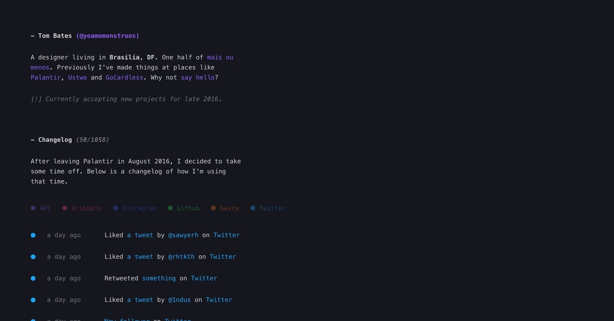 Tom Bates — One Page Website Award