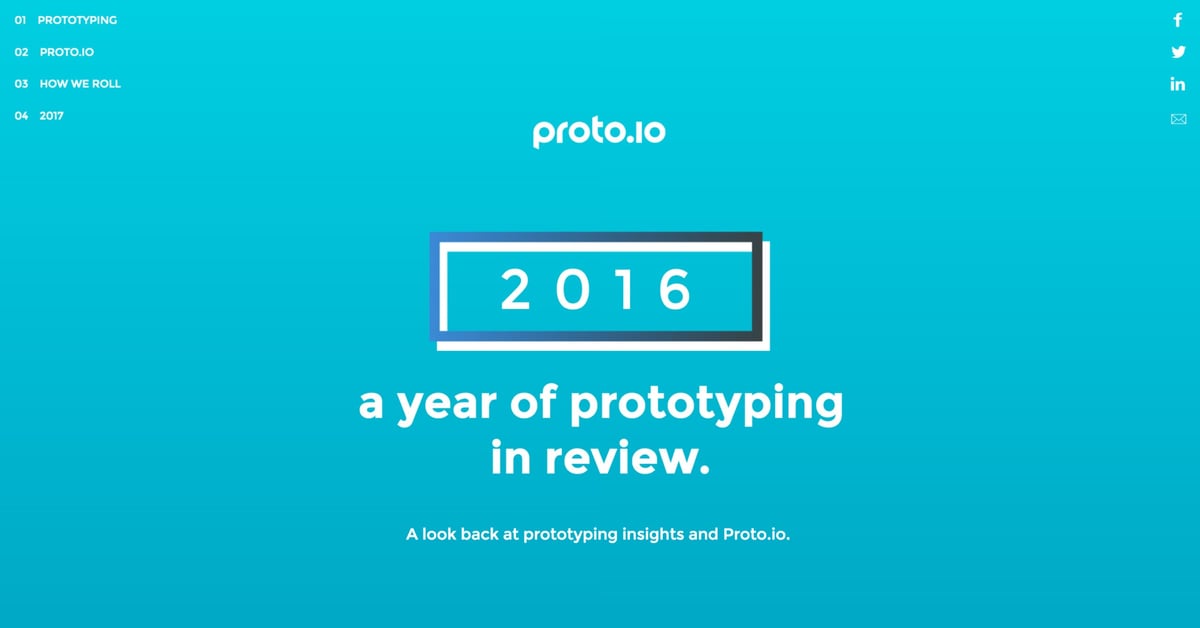 Proto.io 2016 Year in Review — One Page Website Award
