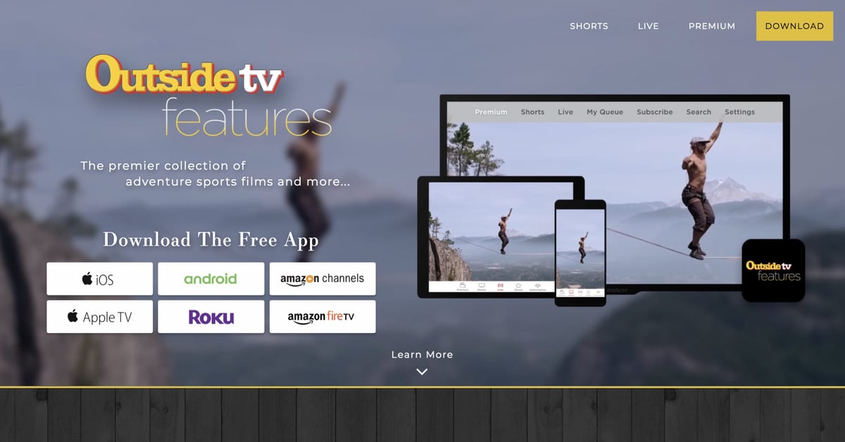 Outside TV Features — One Page Website Award