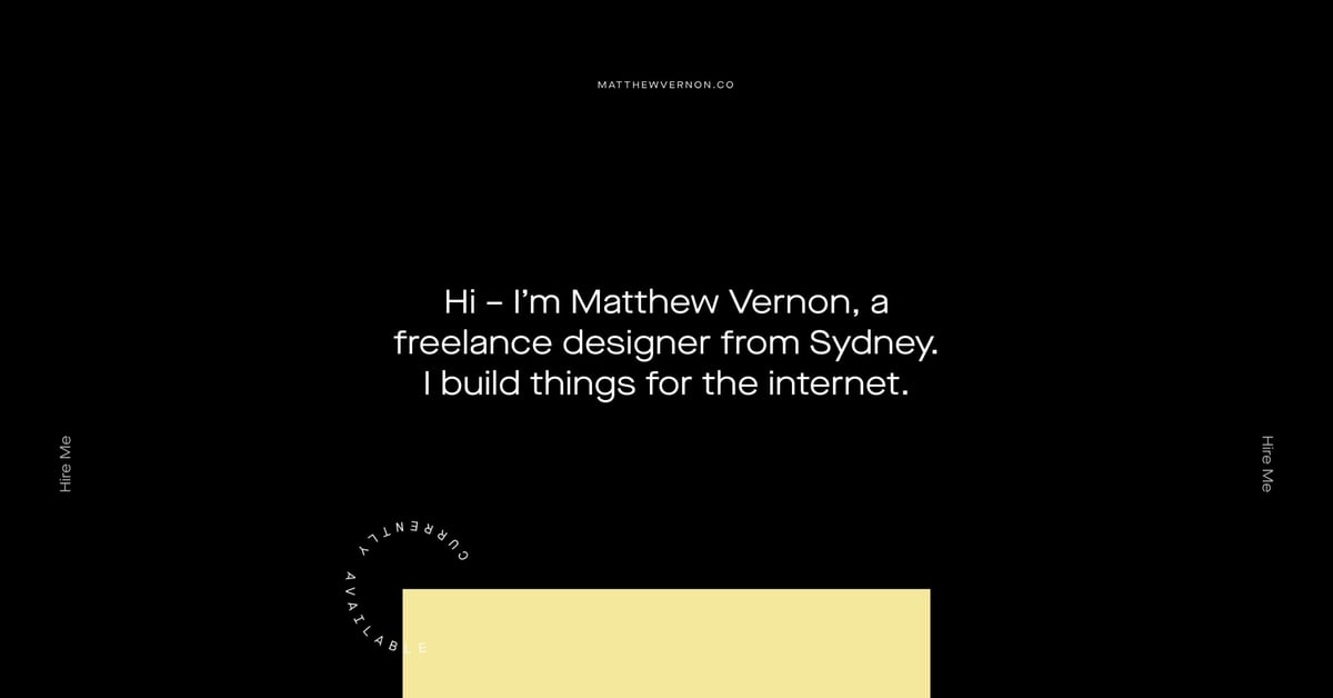 Matthew Vernon — One Page Website Award