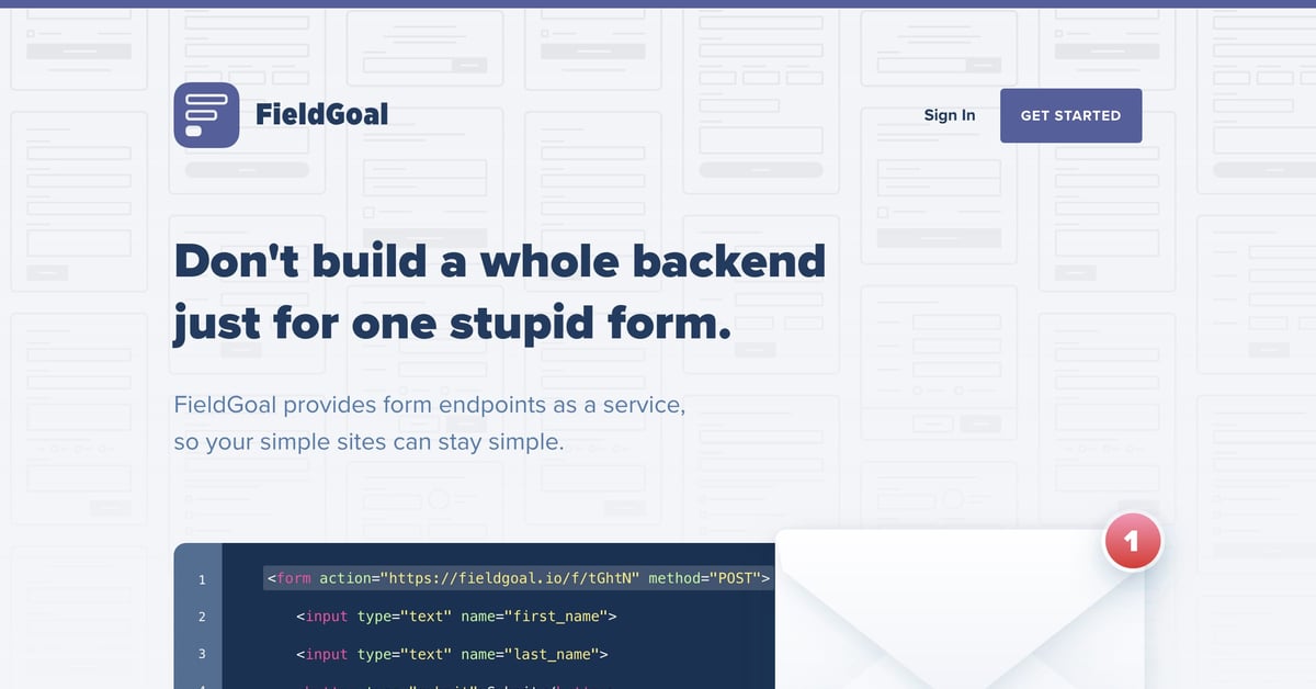 FieldGoal — One Page Website Award
