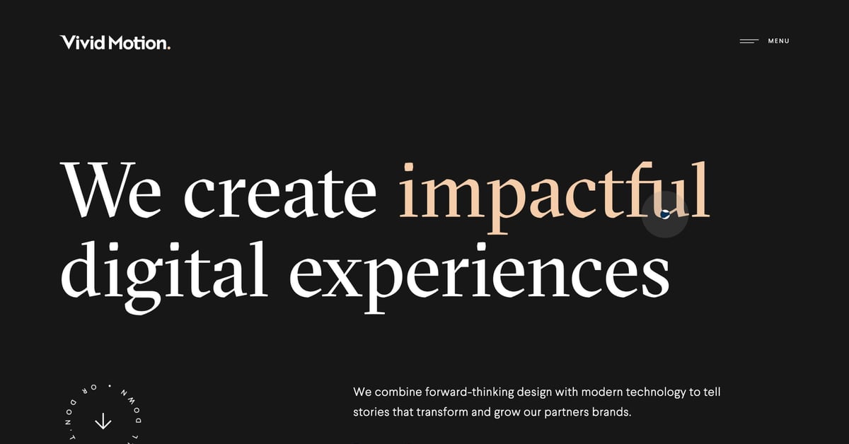Vivid Motion — One Page Website Award