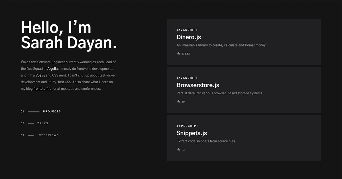 Sarah Dayan - One Page Website Award