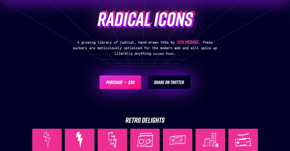 Radical Icons - One Page Website Award