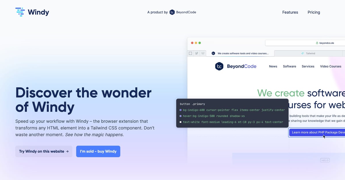 Windy — One Page Website Award
