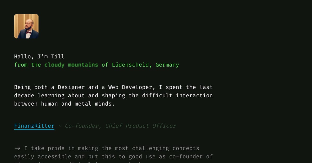 Till Sanders — One Page Website Award