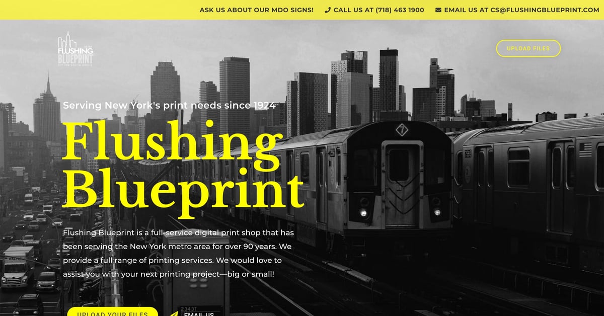 Flushing Blueprint — One Page Website Award