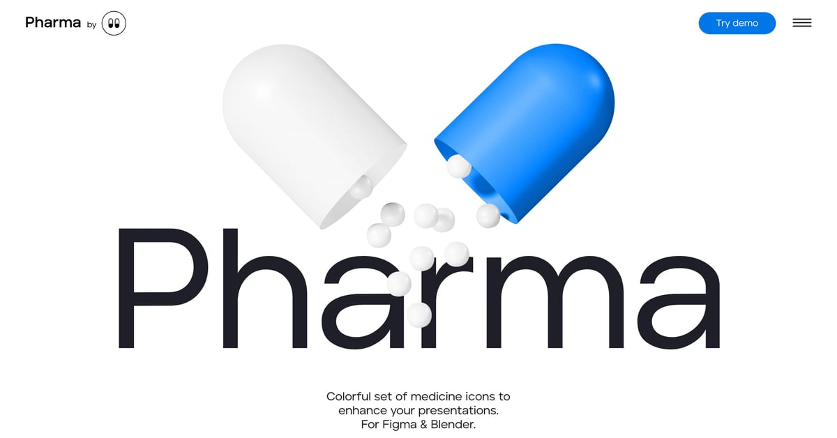 Pharma 3D Icons - One Page Website Award