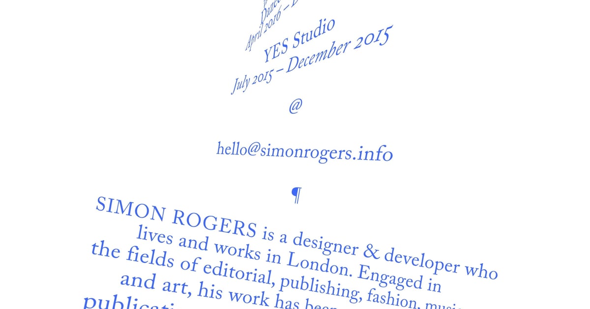 Simon Rogers — One Page Website Award