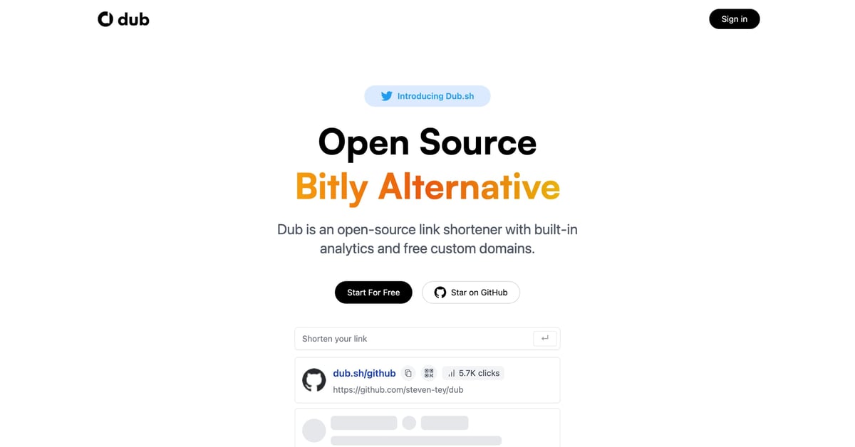 Dub - One Page Website Award