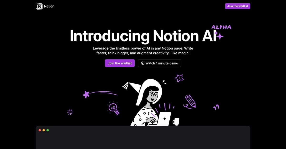 Notion AI — One Page Website Award