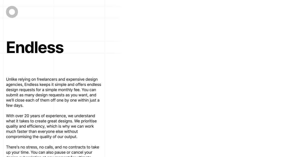 Endless — One Page Website Award