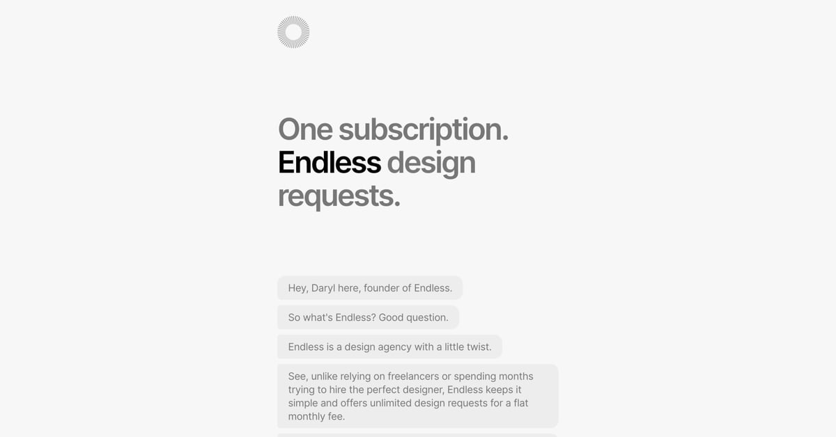 Endless — One Page Website Award