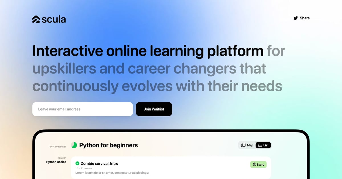 Scula — One Page Website Award