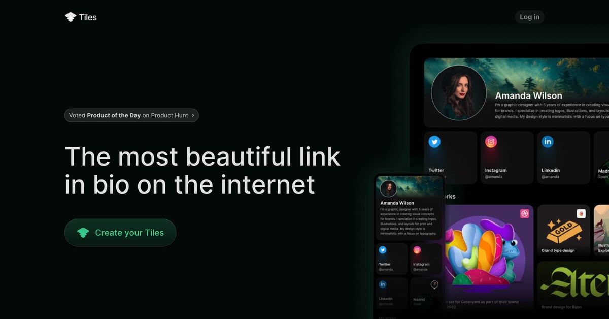 Tiles - One Page Website Award