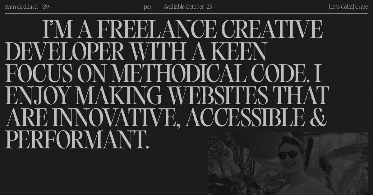 Sam Goddard - One Page Website Award