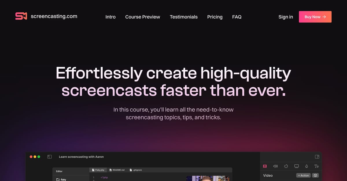 Screencasting Course — One Page Website Award
