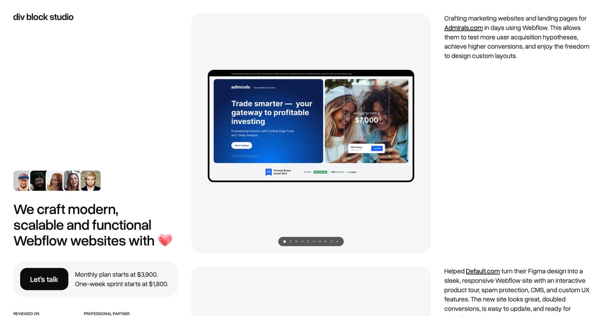 Div Block Studio - One Page Website Award