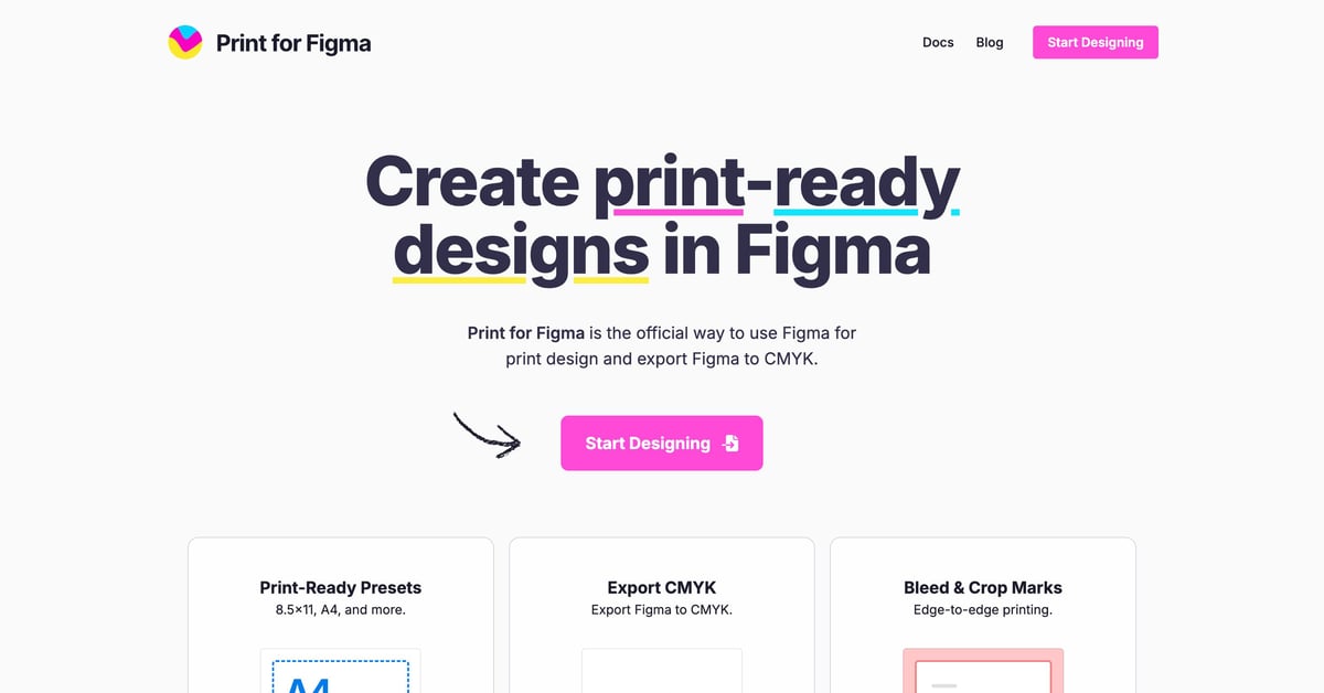 Print for Figma - One Page Website Award