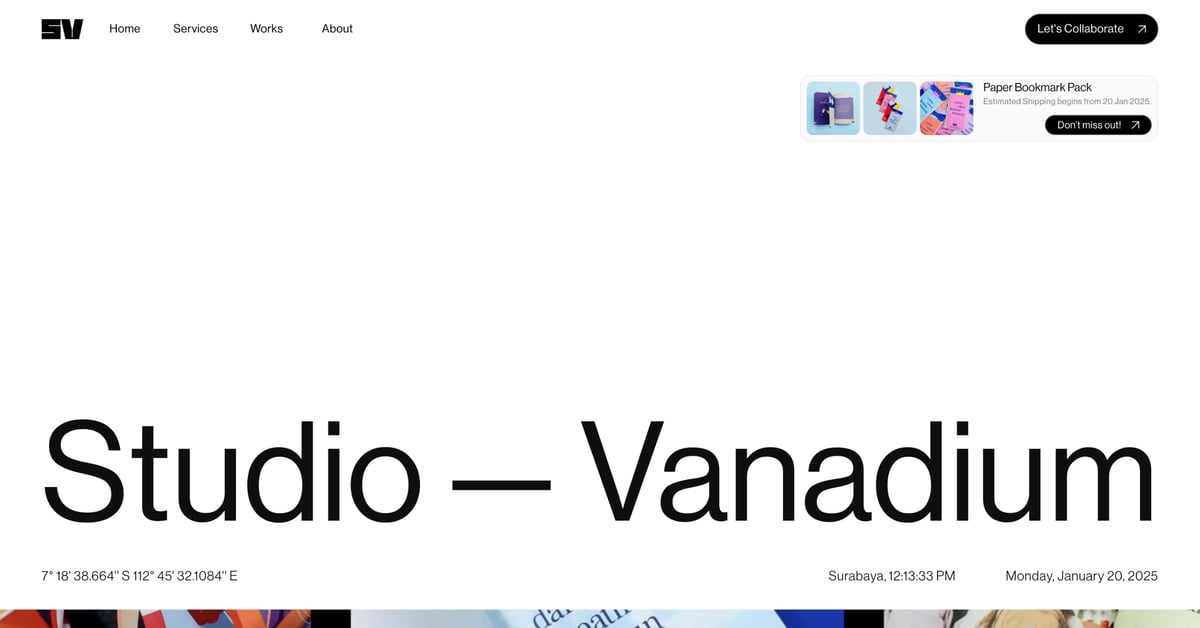 Studio Vanadium - One Page Website Award
