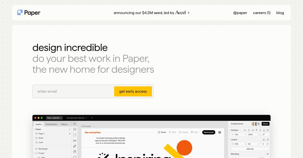 Paper - One Page Website Award