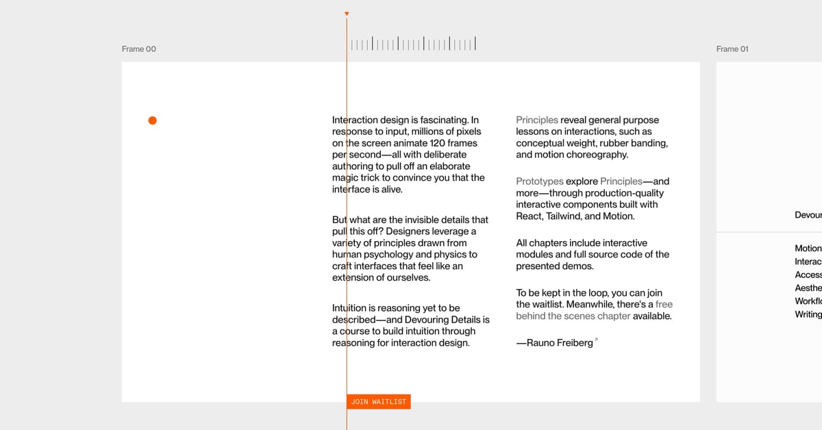 Devouring Details — One Page Website Award