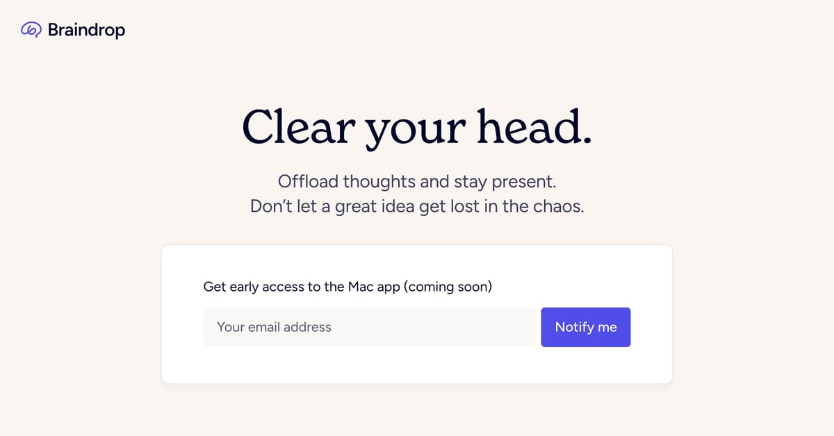 Braindrop — One Page Website Award